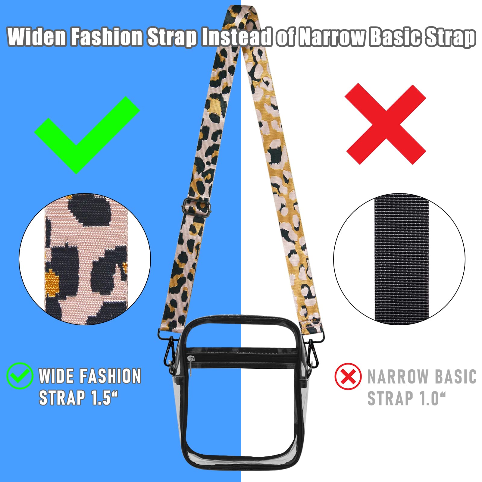 AGECASH A Clear Purses For Women Stadium, TPU Material with Designed Big Leopard Style Shoulder Strap,Stadium Bag