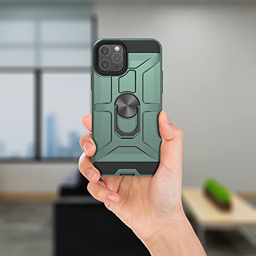 Compatible with iPhone X/XS Case with Ring Stand Tough Rugged Lightweight Slim Shockproof Anti-Fall TPU + PC Protective Phone Cover for iPhone X/XS Protective Case Support Magnetic Car Mount(Green)