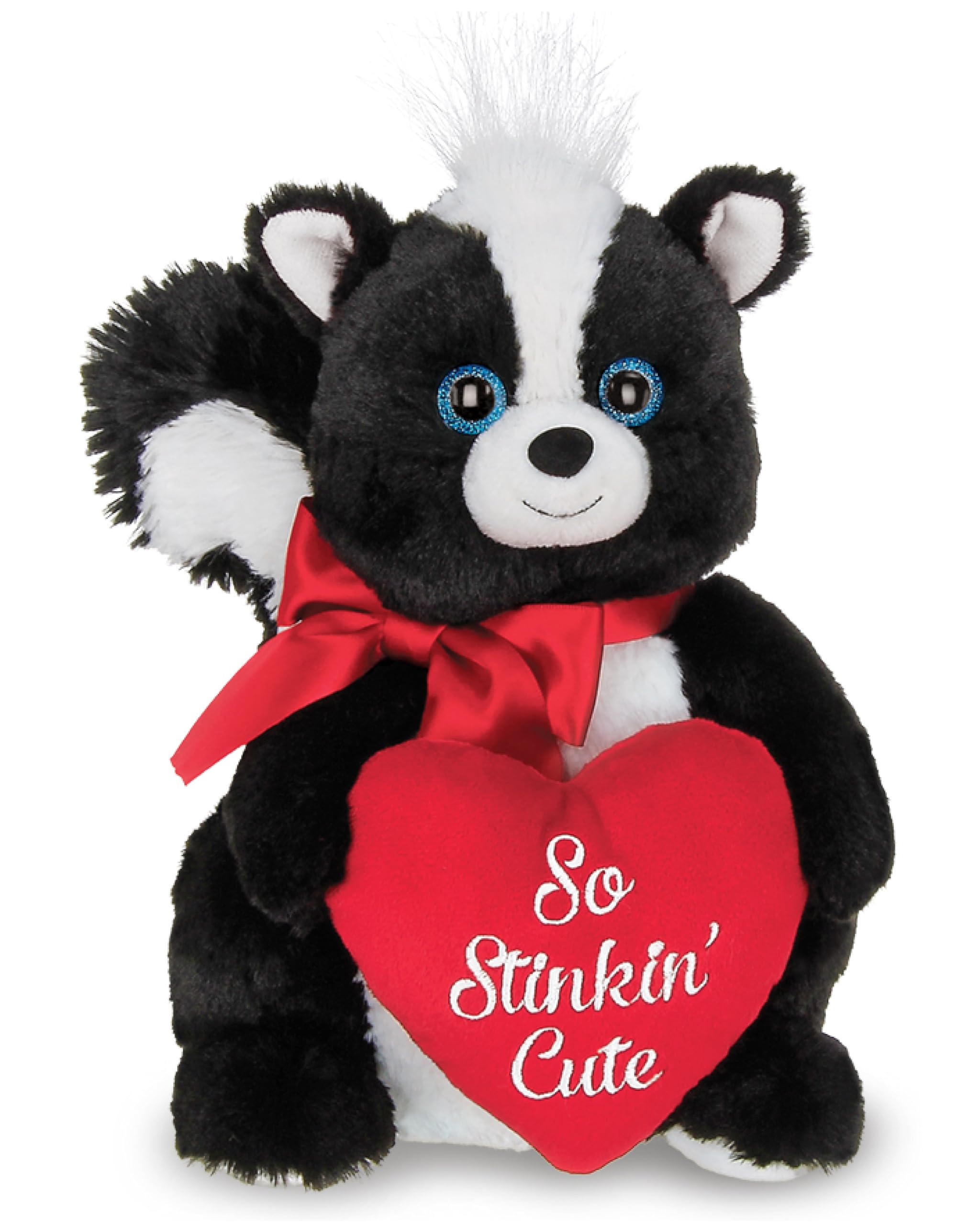 Bearington Romeo Stuffed Animal Skunk Plush, Holding a Heart with Red Bow, Kid Companion Plushie, Great Gift for Birthdays, Holidays and Other Special Occasions Like Valentines Day, Black, 10 inches
