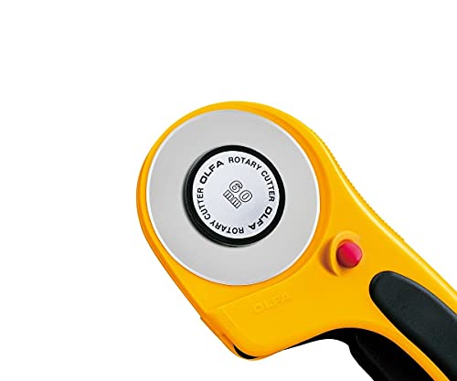 OLFA 60mm Rotary Cutter Replacement Blade, 1 Blade (RB60H-1) - Tungsten Steel EnduranceĀ® Circular Rotary Fabric Cutter Blade for Quilting, Sewing, and Crafts, Fits Most 60mm Rotary Cutters