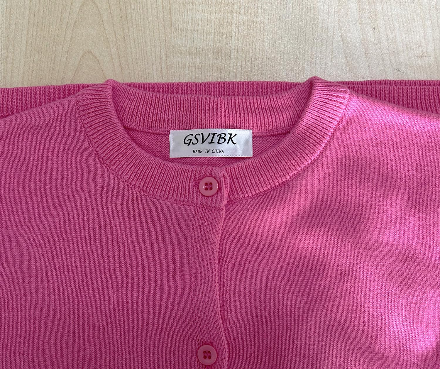 GSVIBK Girls Cardigan Long Sleeve Crewneck Cardigans Solid Knit Button Sweater Cardigan Baby Girl 6112 Rose Red 5-6Y