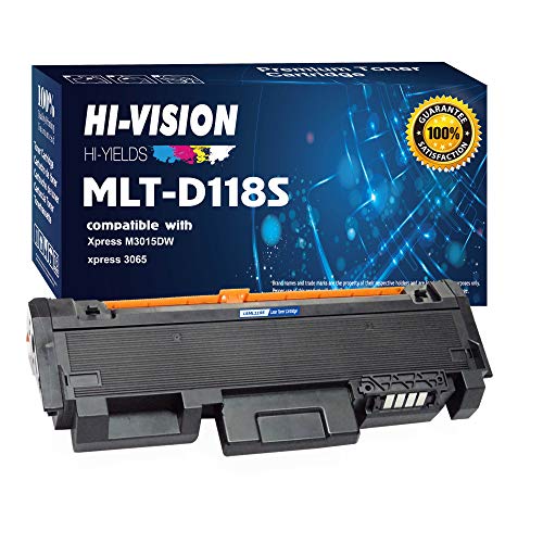 HI-VISION HI-YIELDS Compatible MLT-D118S [1,200 Pages] Stardard Yield Toner Cartridge Replacement for Samsung 118S, Used in Xpress M3065FW M3015DW (Black, 1-Pack)