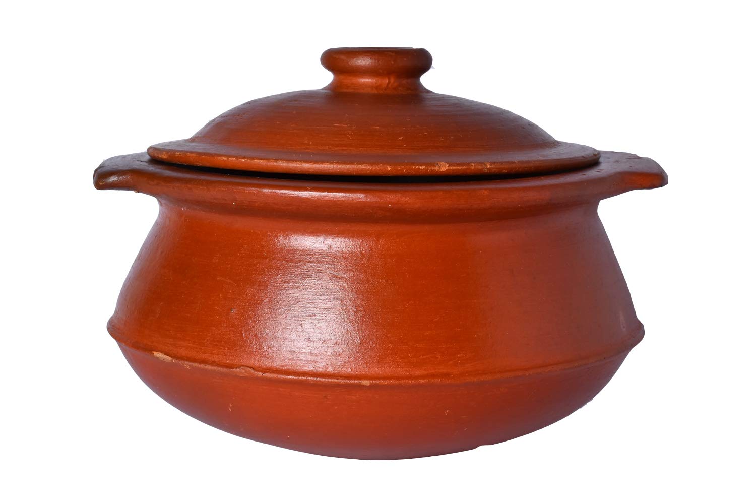 Indian best traditional cookware earthenware| Handmade Pottery Clay Pots/ Earthen Cookware for Cooking and Serving- Handi Small Size-Organic-Pre-Seasoned-Natural Red- 2 Liter with Lid