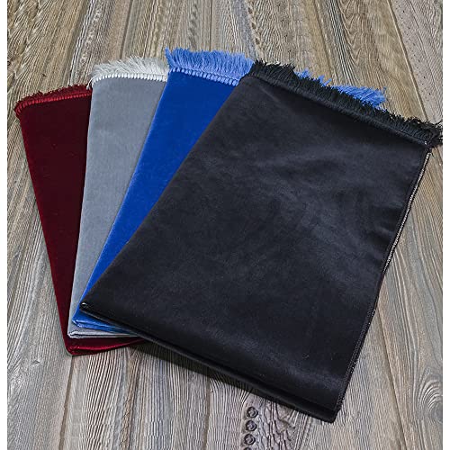 Modefa Turkish Islamic Velvet Janamaz Prayer Rug - Prayer Mat Carpet for Men and Women - Traditional Muslim Sajadah - Ramadan or Eid Gift - Solid Simple (Black)