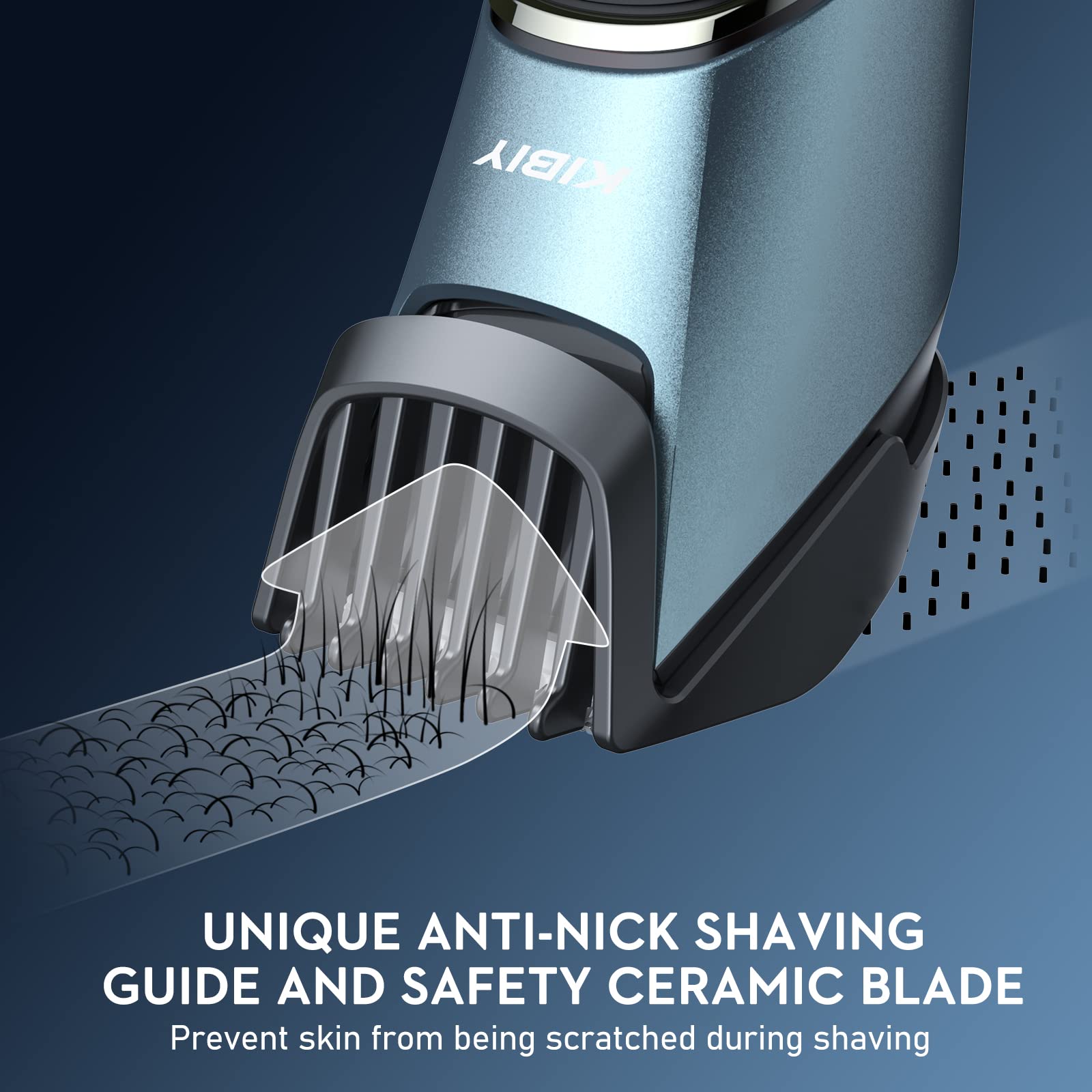 Body Hair Trimmer for Men - Electric Ball Shaver Razor for Pubic Groin Hair Grooming with Built-in LED Light and Mirror, Ceramic Blade, No Pulls, No Cuts, Waterproof Wet/Dry Cordless Use (Blue)