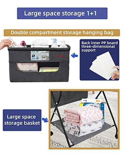 Kiss My Heart Portable Baby Changing Table, Diaper Changing Table Dresser Changing Station for Infant, Diaper Changing Table Pad, Mobile Nursery Organizer for Newborn -Grey…