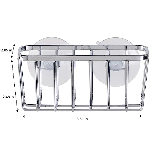 Kitchen Details Suction Cup Mount Sponge Holder | Sink Organizer | Compact Basket | Self-Draining | Chrome