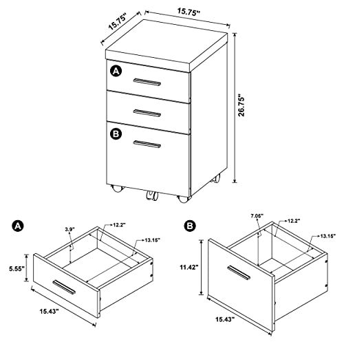 Coaster Home Furnishings Skylar 3-Drawer Mobile Storage Cabinet Cappuccino