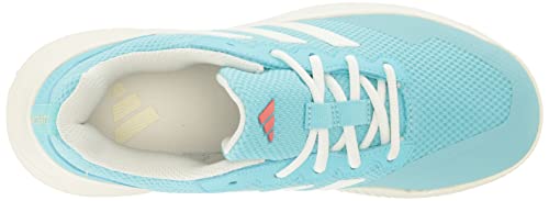 adidas Women's Game Court 2 Sneaker, Light Aqua/Off White/Bright Red, 8.5