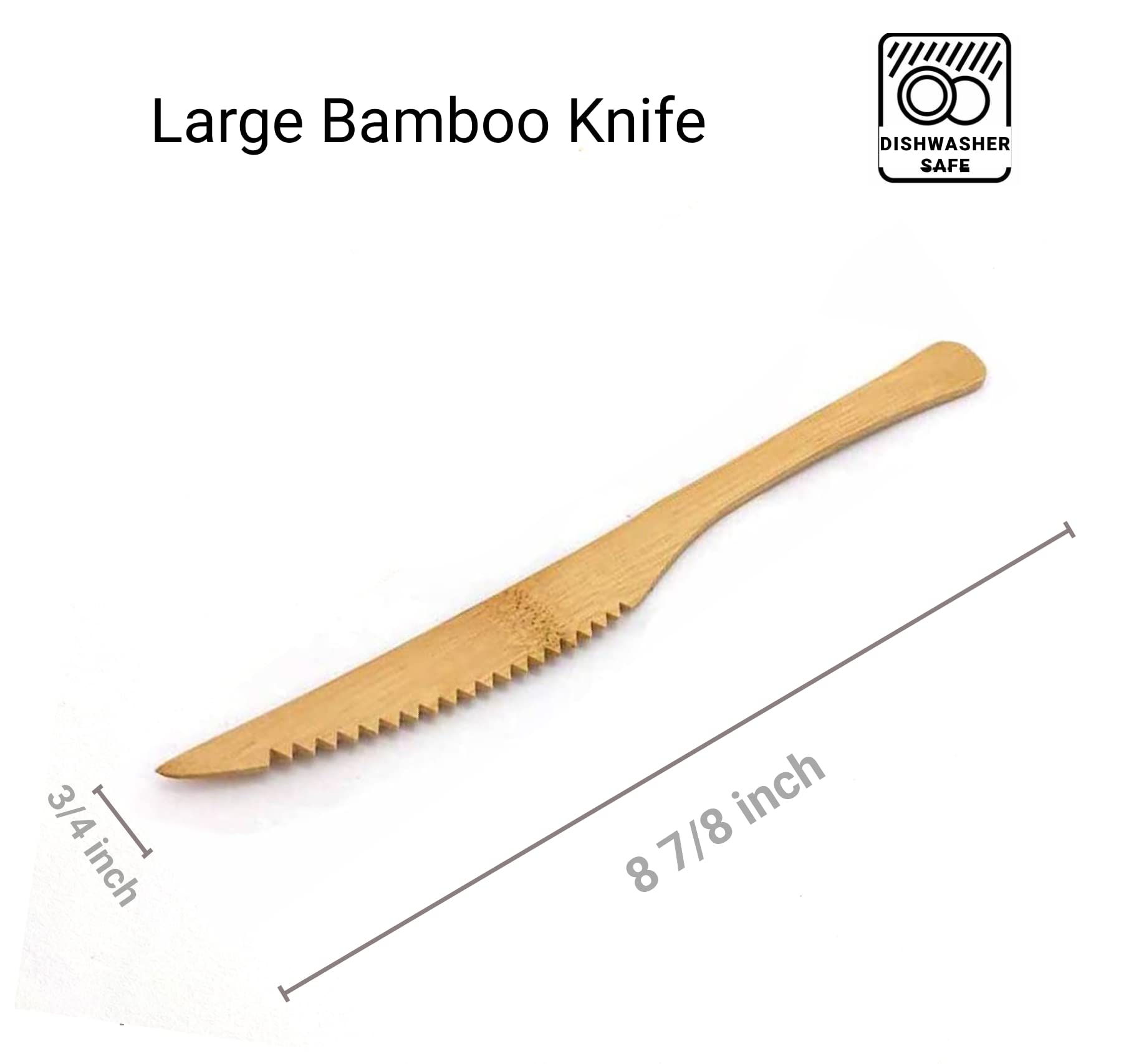 JapanBargain 4107x6, Bamboo Dinner Knife Butter Spreader Kids Knife for Eating Appetizer Furit Dessert Snack Reusable Dishwasher Safe, Set of 6, 9-inches