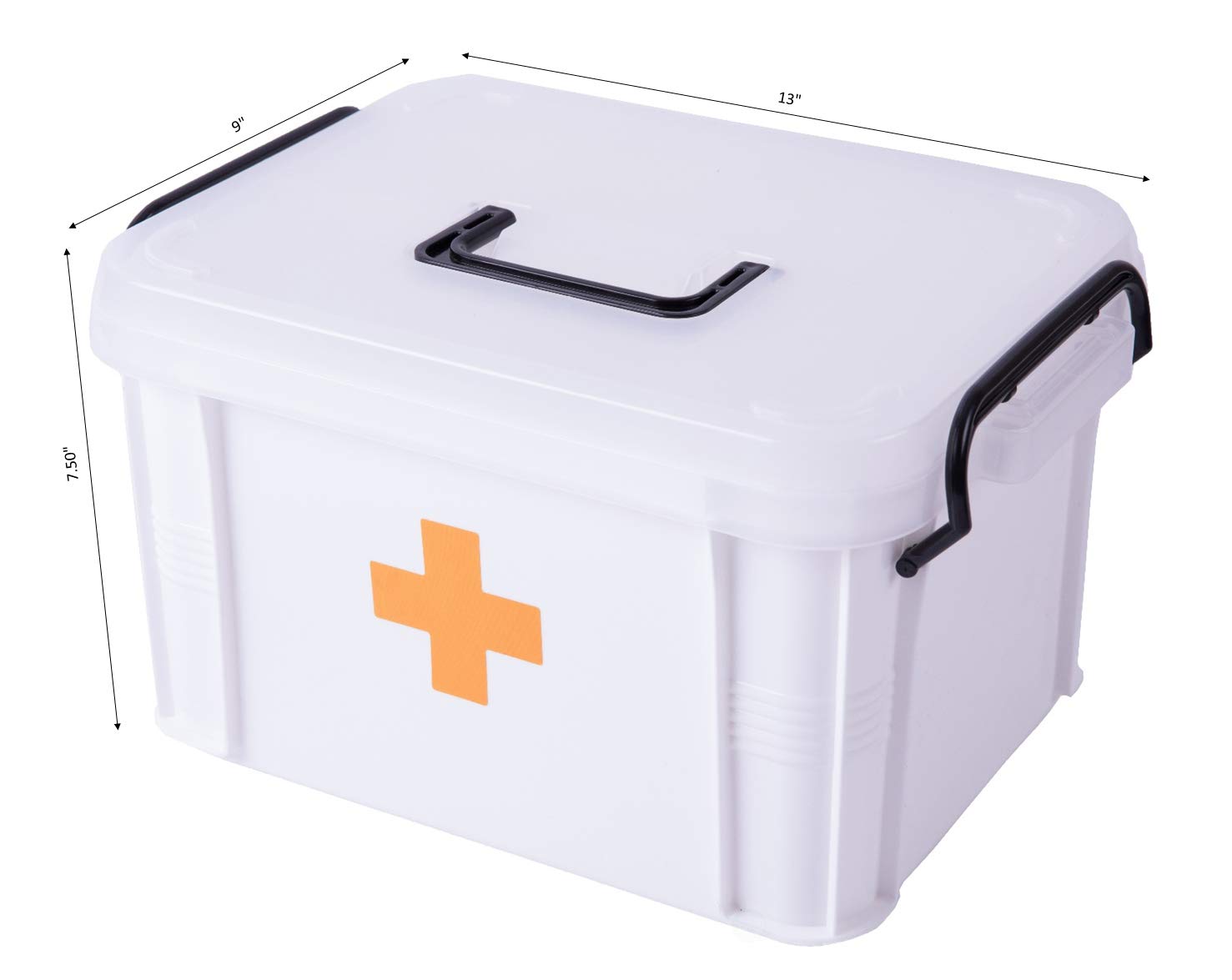 White Large Empty Medical Box for Home Emergency Supplies, Travel, Car, and Dorms – Compact First Aid Box with Handle, Detachable Tray and Locking Lid – Medical Organizer and First Aid Kit Storage