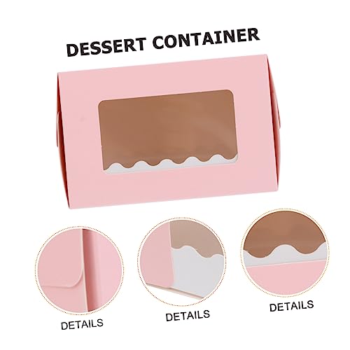 Baluue 12pcs Packaging Boxes Packing Box Clear Cake Stand Pink Containers Mini Cake Boxes Transparent Cake Box Cake Packing Box Disposable Cupcake Containers White Card Pink Dessert Box