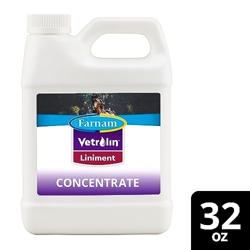 Farnam Vetrolin Horse Liniment for Muscle Soreness, Stiffness and Inflammation Relief on Horses, Helps Reduce Swelling, Aids in Pain Relief, 32 Oz.