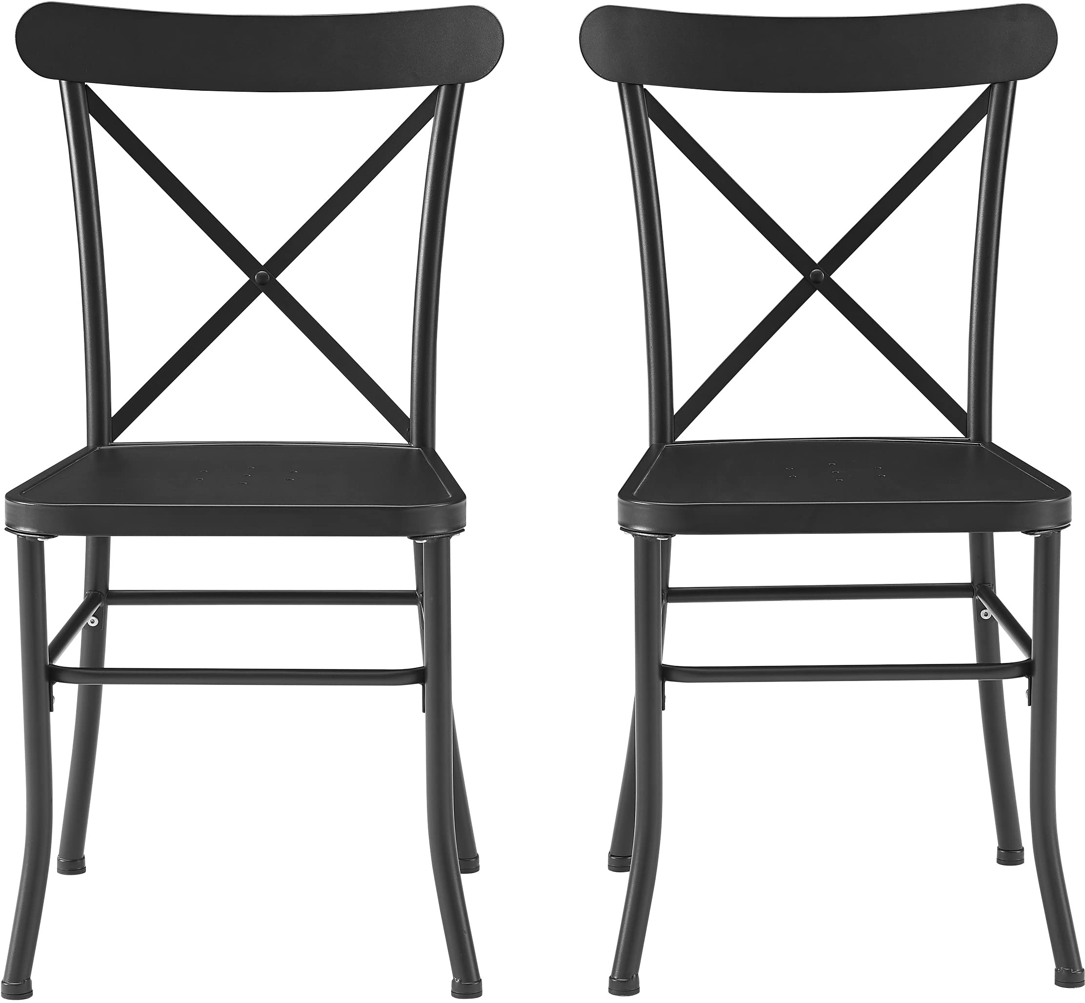 Crosley Furniture Astrid 2-Piece Indoor Outdoor Chair Set, Dining Chairs for Kitchen, Patio, Porch, Deck, Matte Black