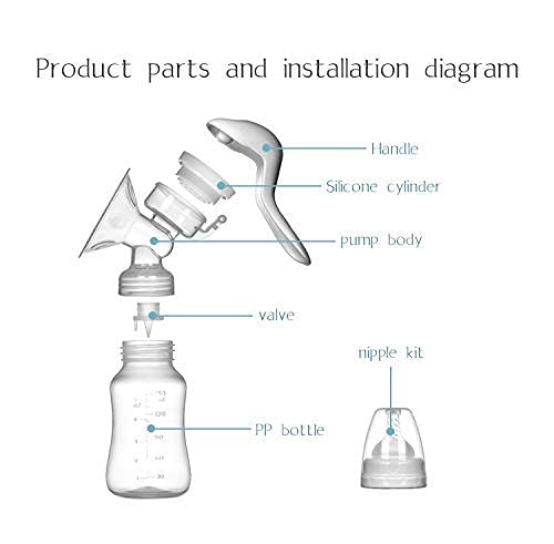 Elfzone Manual Breast Pump, Adjustable Suction Silicone Hand Pump Breastfeeding, Small Portable Manual Breast Milk Catcher Baby Feeding Pumps & Accessories, White, Mothers Day Gifts