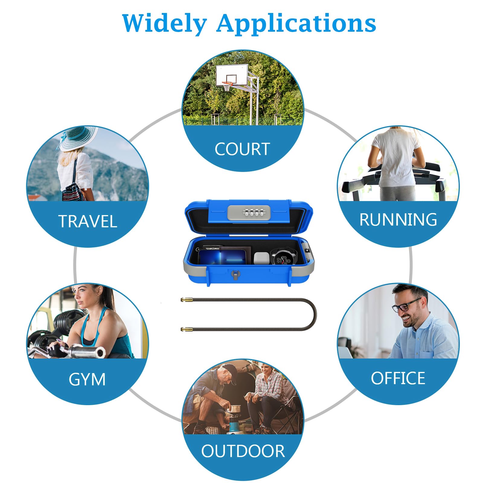 AMIR Portable Safe Box, Combination Security Case LockBox with Code, Waterproof Anti-Theft Mini Travel Safe Lockbox with Removable Chain, Portable Lock Box for Car Dorm Beach Hotel Personal Items Safe