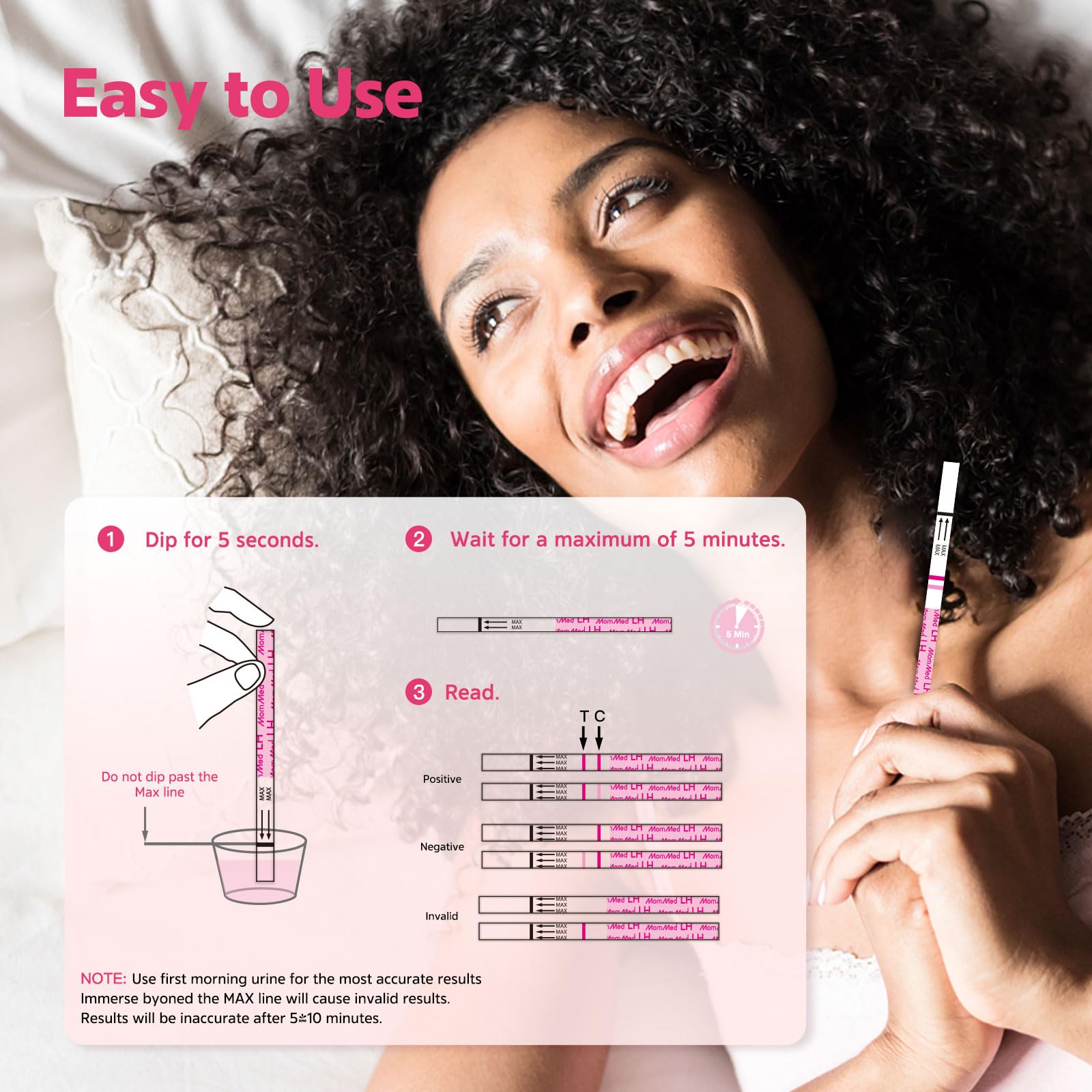 MomMed Ovulation Test Strips, 50 LH Ovulation Predictor Kit with 50 Collection Cups, Accurately Track Ovulation Test, High Sensitivity Result for Women Home Testing