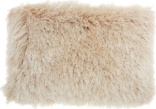 Mina Victory Shag Yarn Shimmer Shag Beige 14" x 20" Throw Pillow