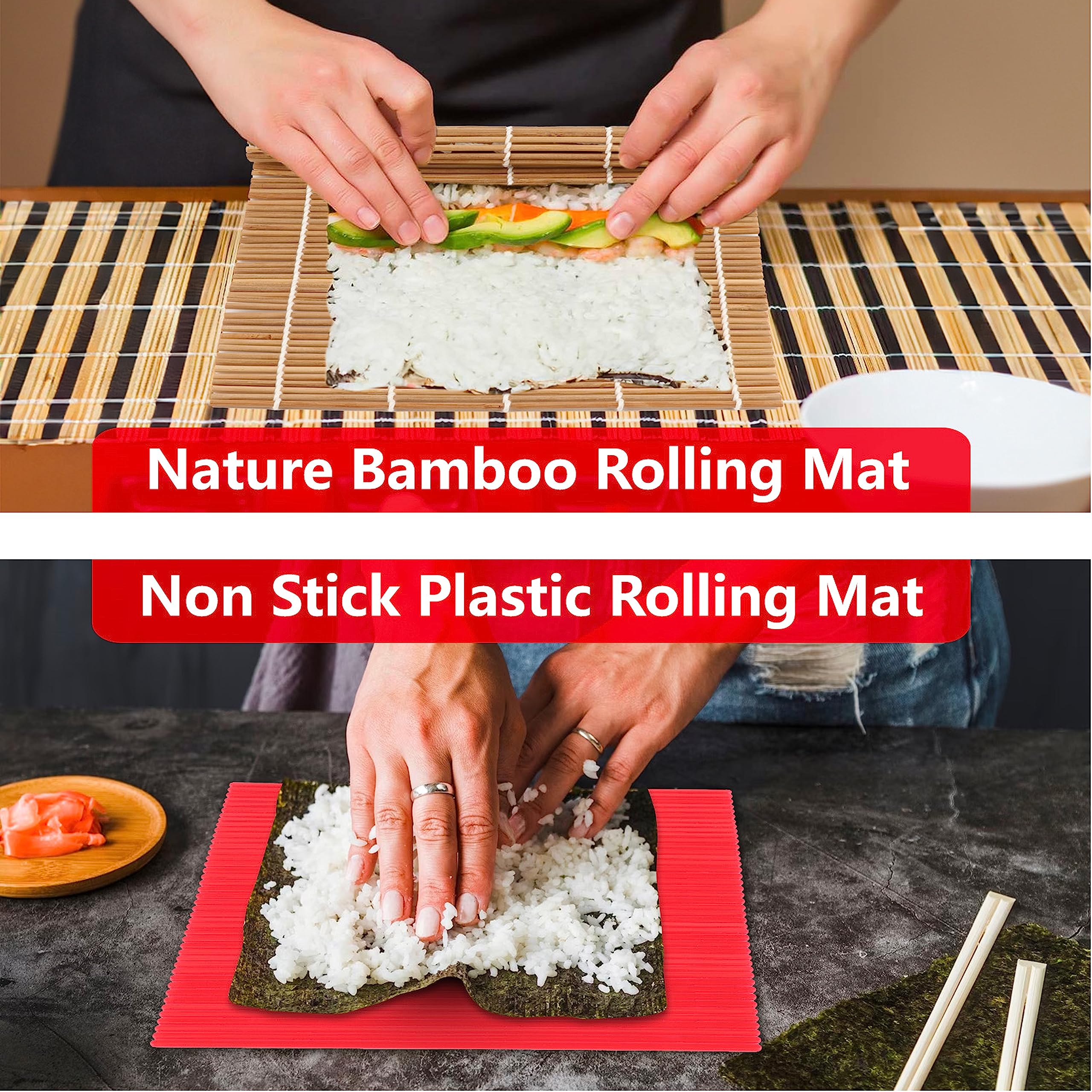 Albino monkey Sushi Making Kit - Elevate Your Sushi Skills in Minutes! Includes New Upgraded Sashimi Knife & Sushi Maker Bazooka, 2 Mats, Nigiri Tool, and More β Perfect for Beginners