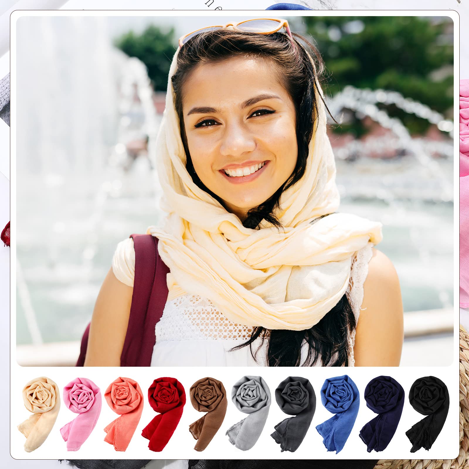 50 Pcs Women Soft Scarf Shawl Lightweight Long Scarf Sun Proof Shawls Wrap for Wedding Bride Bridesmaid Evening Dress