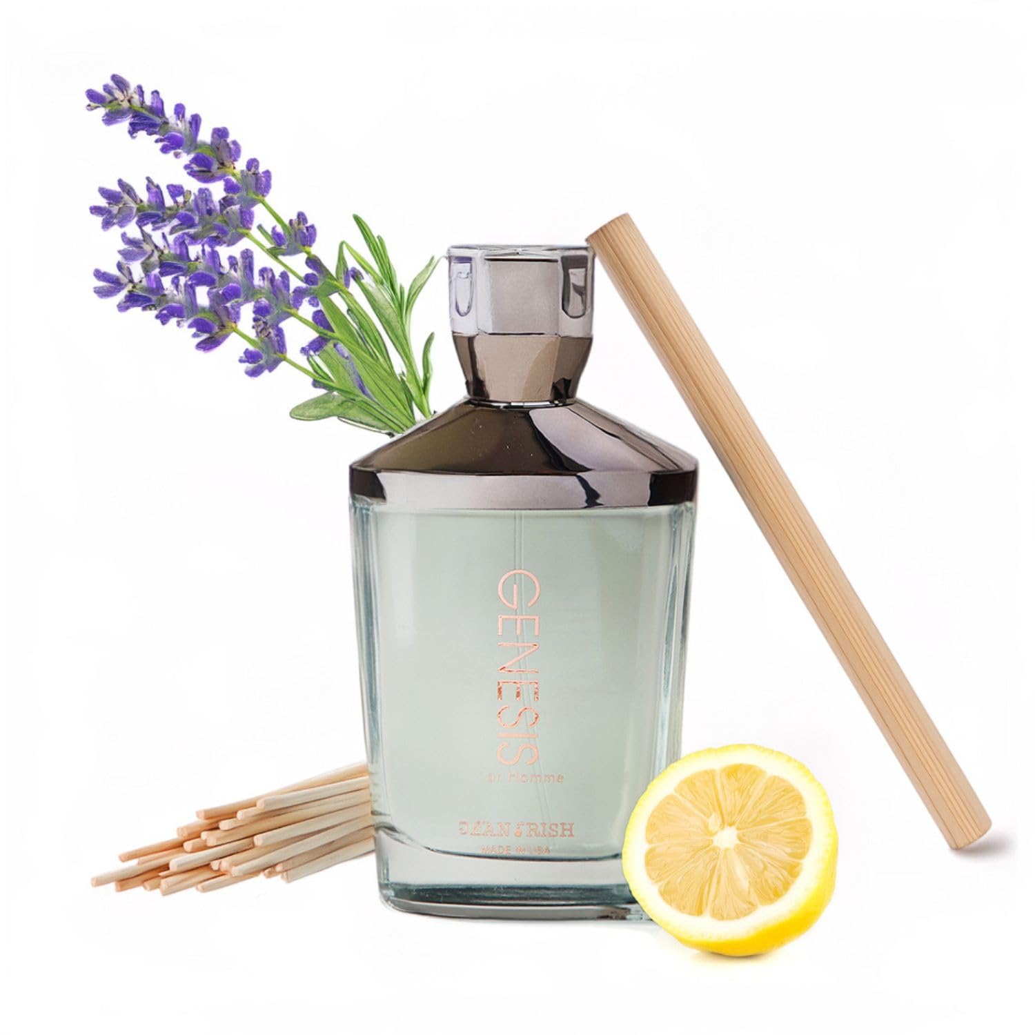 Jean Rish Genesis Pour Homme Eau De Toilette Perfume for Men (3.4 Fl Oz / 100ml) with Lemon, Woody & Lavender Notes - Long Lasting and Luxury Fragrance