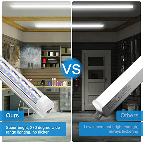SHOPLED 5FT LED Shop Light, 45W 5850LM 6000K Cool White, V Shape, 5 Foot LED Linkable Ceiling Lights T8 LED Tube Lights Fixture, LED Shop Lights for Garage, Workbench, 4 Pack