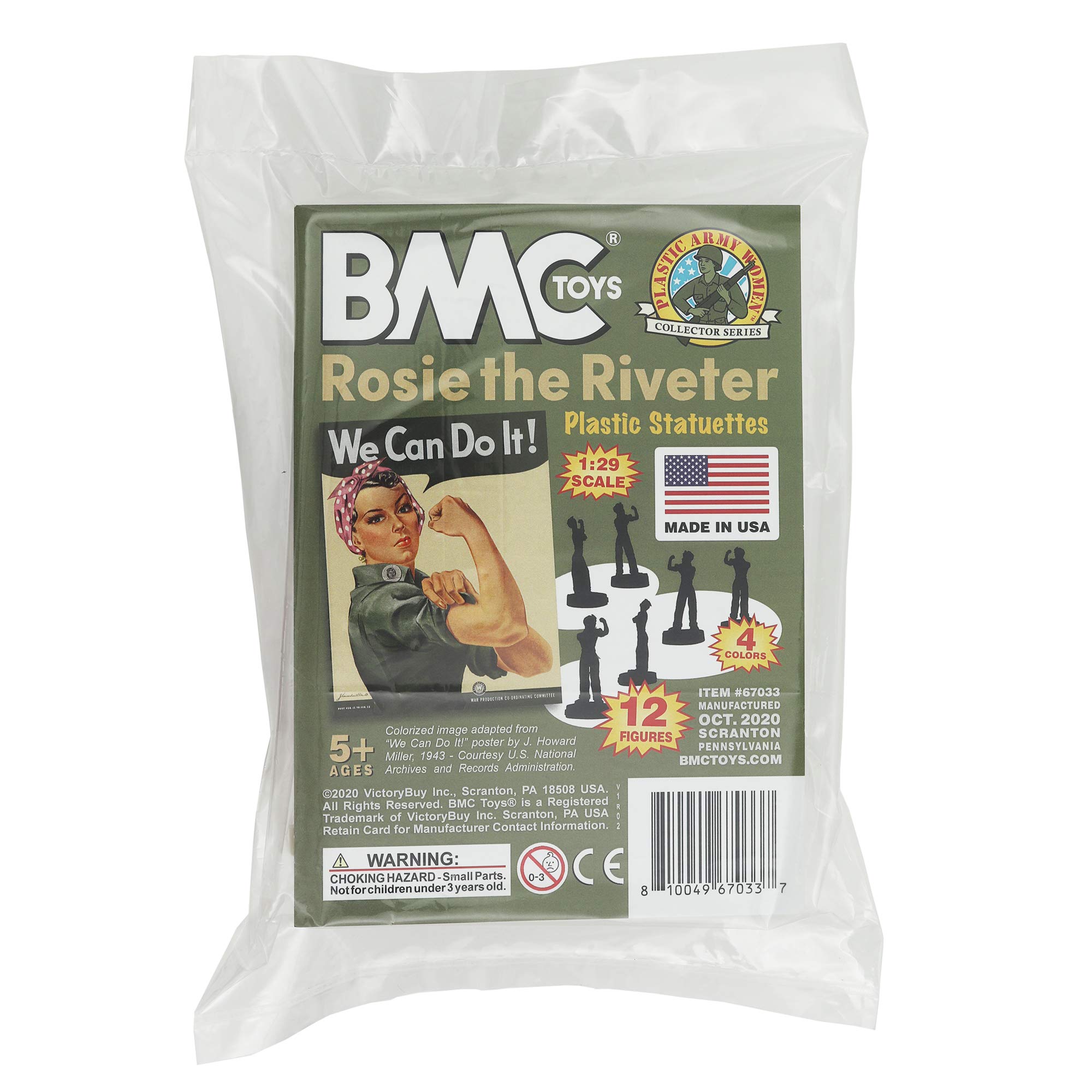 BMC Rosie The Riveter Plastic Figures - 12pc Statue Colors - Made in USA