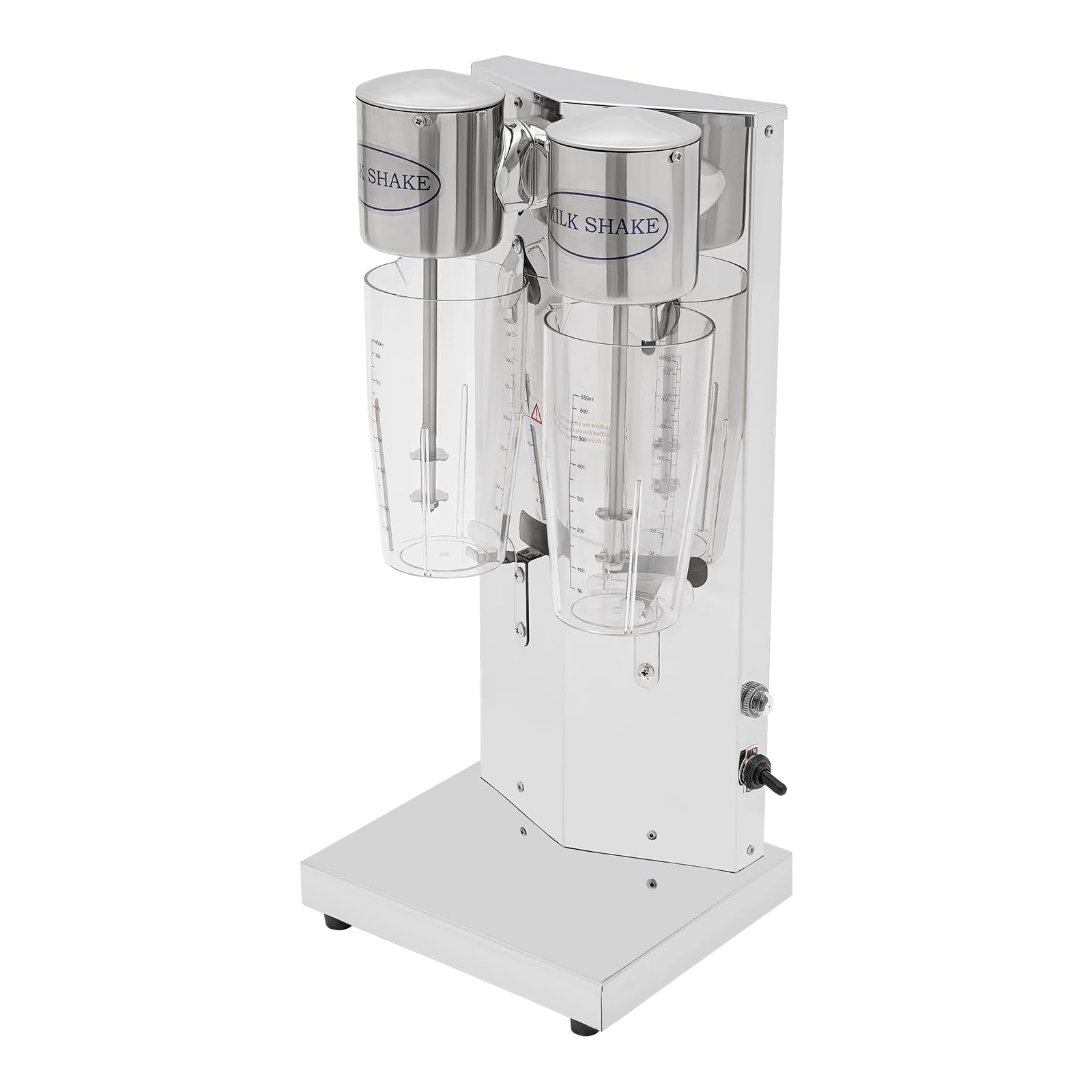 VPABES Electric Milkshake Maker, Commercial Stainless Steel Milk Shake Machine Drink Mixer Adjustable Speed Malt Maker Machine Smoothie Milk Foam Tea Mixer Blender + Cups (2 Head)
