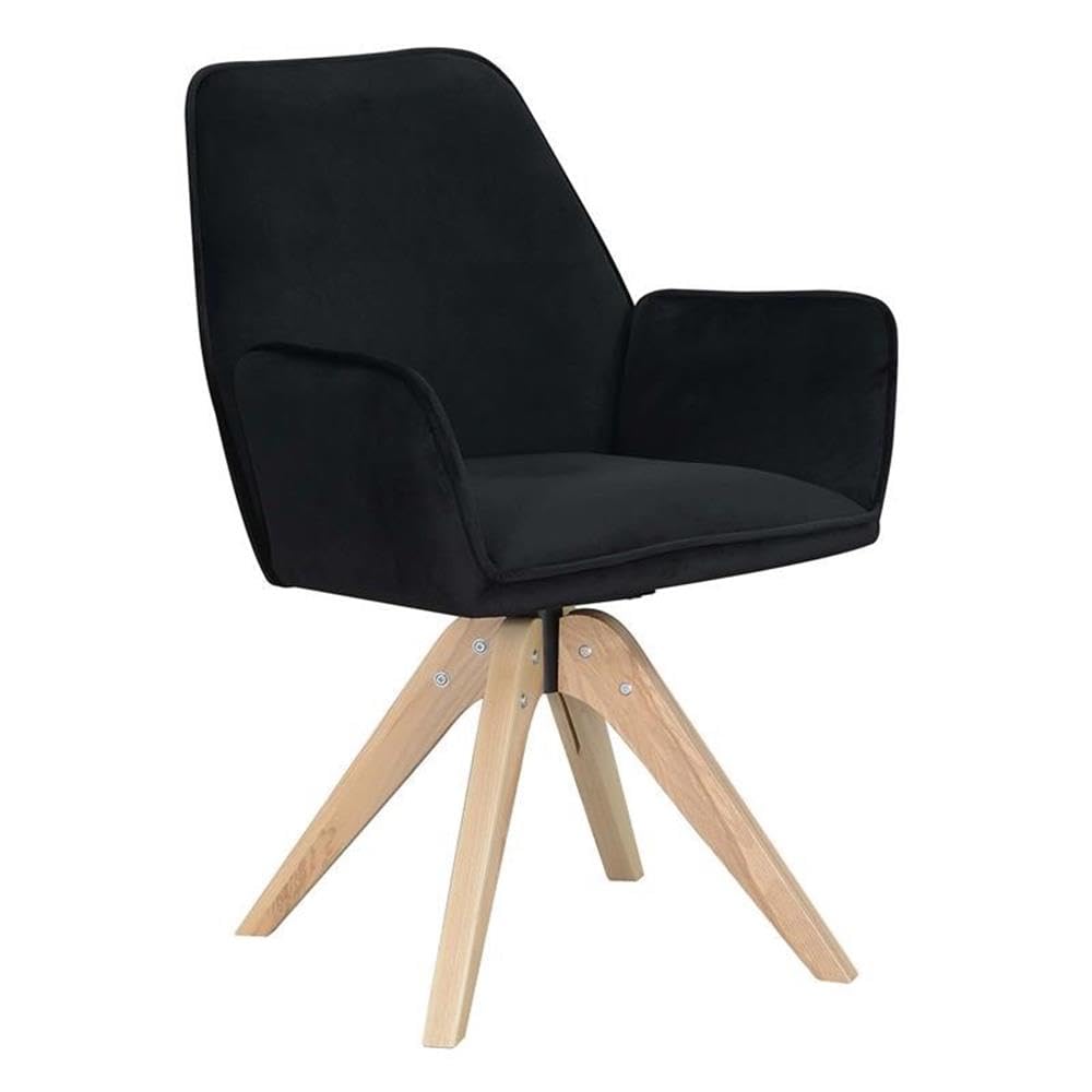 Convenience Concepts Take a Seat Miranda Swivel Accent Chair, Blue Velvet/Natural Wood
