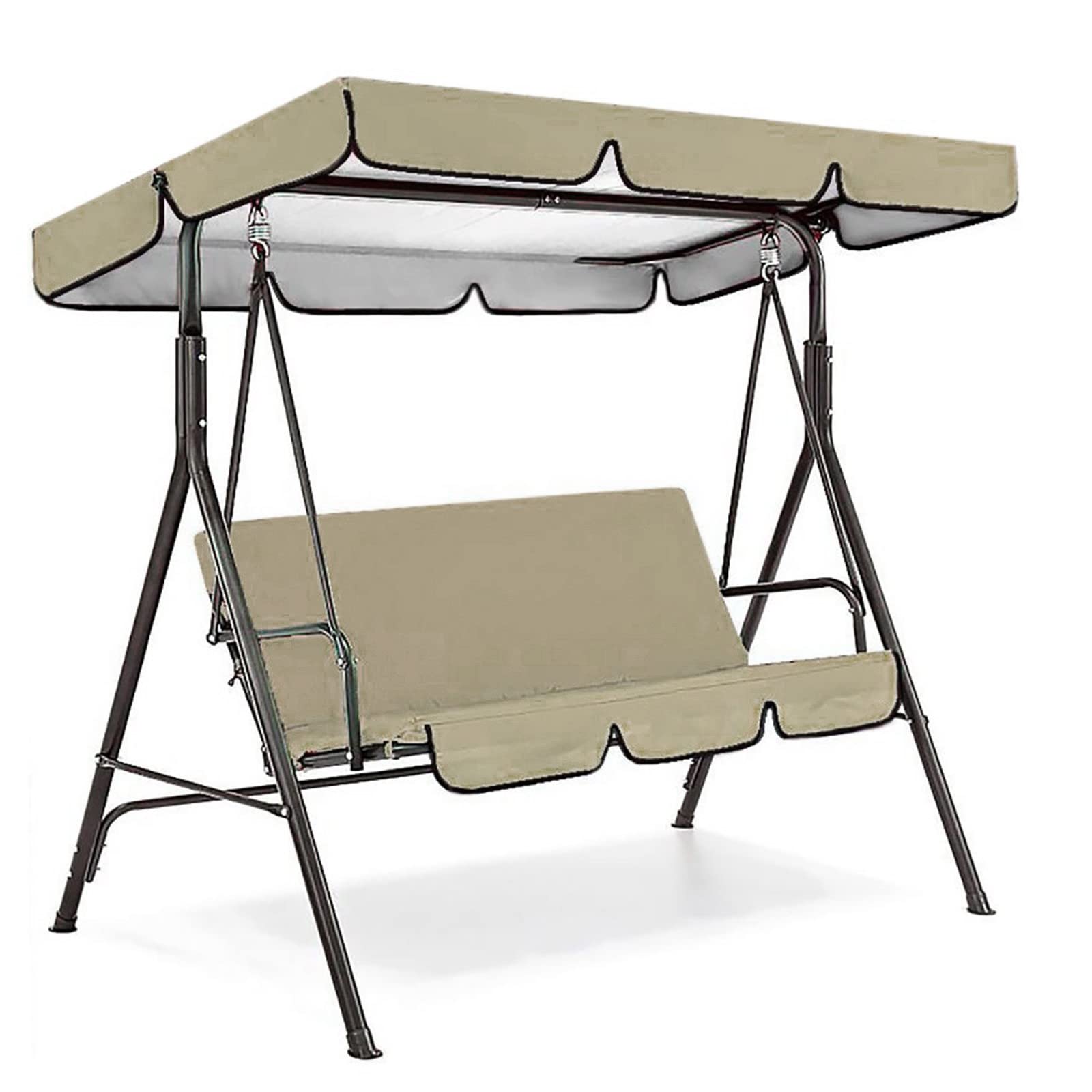 RYGHEWE Outdoor Swing Canopy,Waterproof Patio Chair Top Cover for Swing, 2 & 3 Seater Garden Porch Seat Furniture Sun Shade Patio Swing Top Sunproof Cover for Patio Yard(164 x 114 cm, Beige)