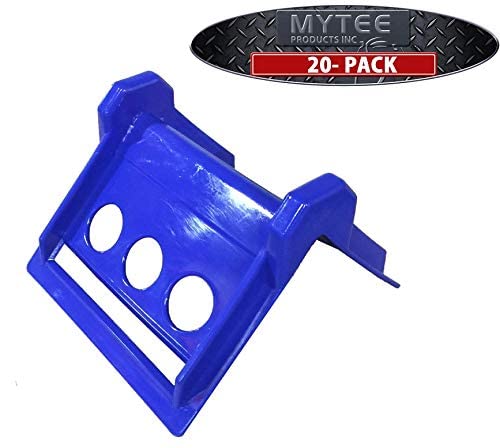 Mytee Products (20 Pack V Shaped Board 4" Blue Plastic Corner Edge Protectors for Cargo Loads | Tie Down Strap Guard for Winch, Ratchet Straps on Flatbed Trailers | V-Style Tie Downs Edge Protectors
