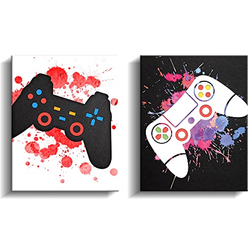 Creoate Video Game Wall Art Decor 2 Pieces Graffiti Art Gaming Themed Poster Canvas Print Artwork Set for Game Lover Home Decoration for Boys Bedroom Playroom