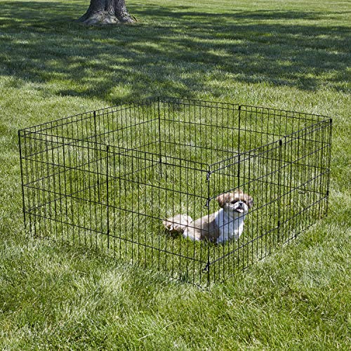 New World Pet Products 24" Foldable Black Metal Dog Exercise Pen No Door