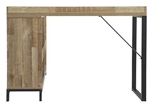 Signature Design by Ashley Gerdanet Modern Farmhouse Home Office L-Shaped Desk with Side Storage, Beige