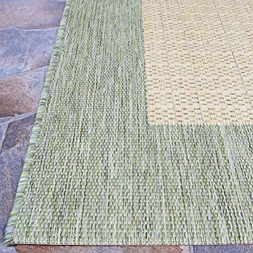 Couristan Recife Checkered Field Indoor/Outdoor Area Rug, 3'9" x 5'5", Natural-Green