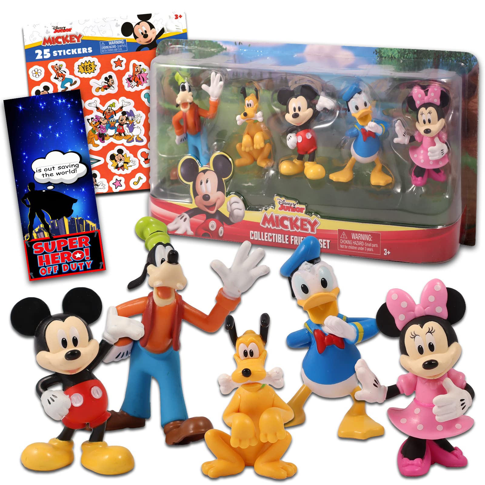 Disney Jr. Mickey Collectible Friends Set Bundle with Figurines, Mickey Mouse Stickers and More | Mickey Mouse Playset