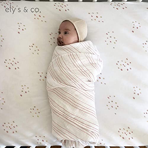 Ely’s & Co. Crib Sheet 1-Pack Combed Jersey Cotton for Baby Girl — (Pink Raindrops)