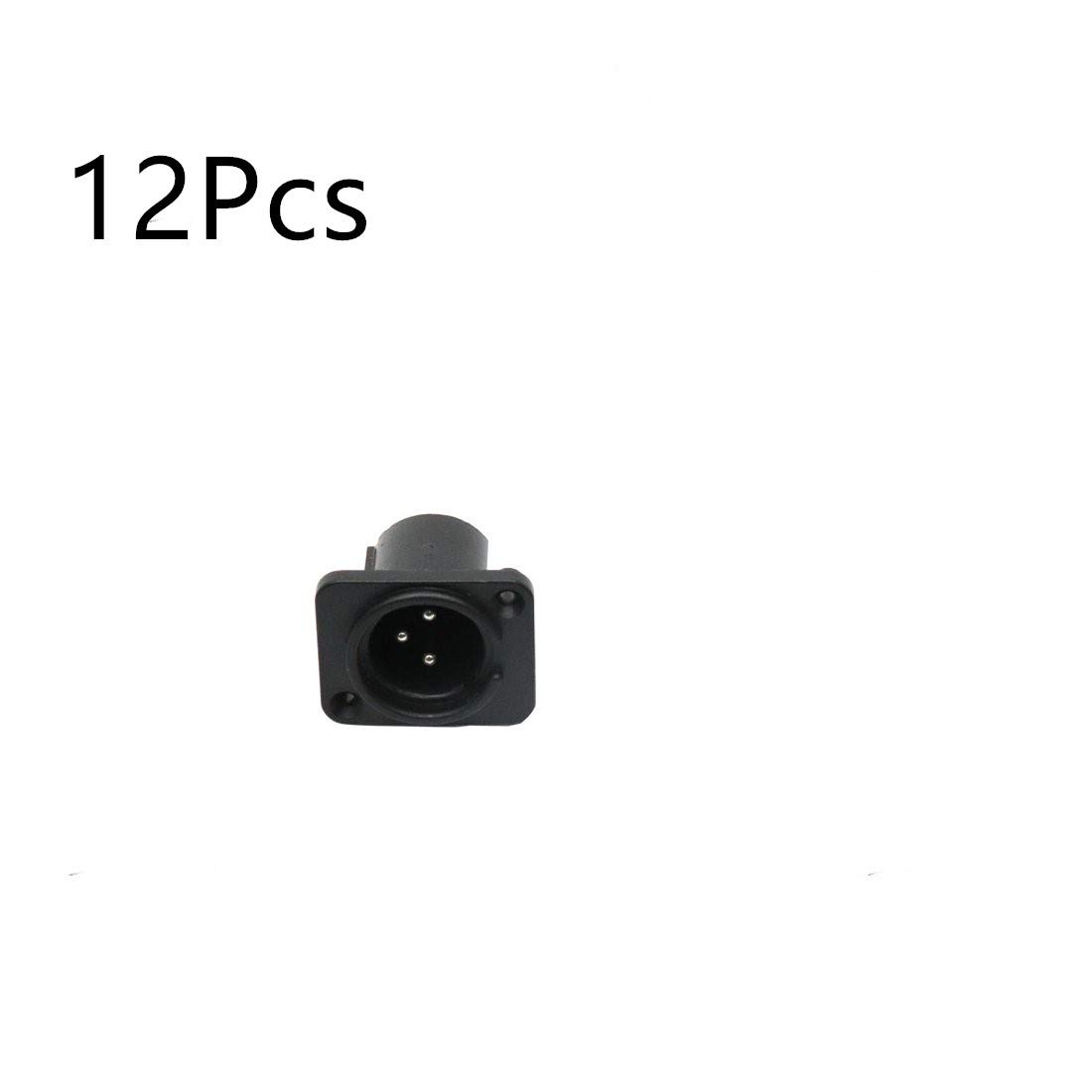 bnafes XLR Male Audio Speaker Panel Socket Microphone Adapter Straight Terminal Panel Mounted Connector 12 Pcs