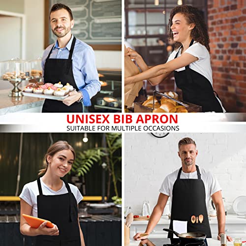 Utopia Kitchen Adjustable Bib Apron (10-Pack) Water Oil Resistant Chef Cooking Kitchen Mens Womens Waitress Server Work Aprons with Pockets (Black)