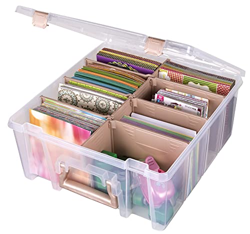 ArtBin Super Satchel Compartment Box - Stackable Durable Art Storage with 8 Removable Compartments, Smart Closure, and Portable Design for Craft Supplies, Threads, Ribbons, Paint Tubes