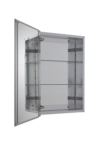 Croydex Hartford Single Door, Recessed or Surface Mount, Hang 'n' Lock Easy Installation Medicine Cabinet, 20W x 26H, Aluminum