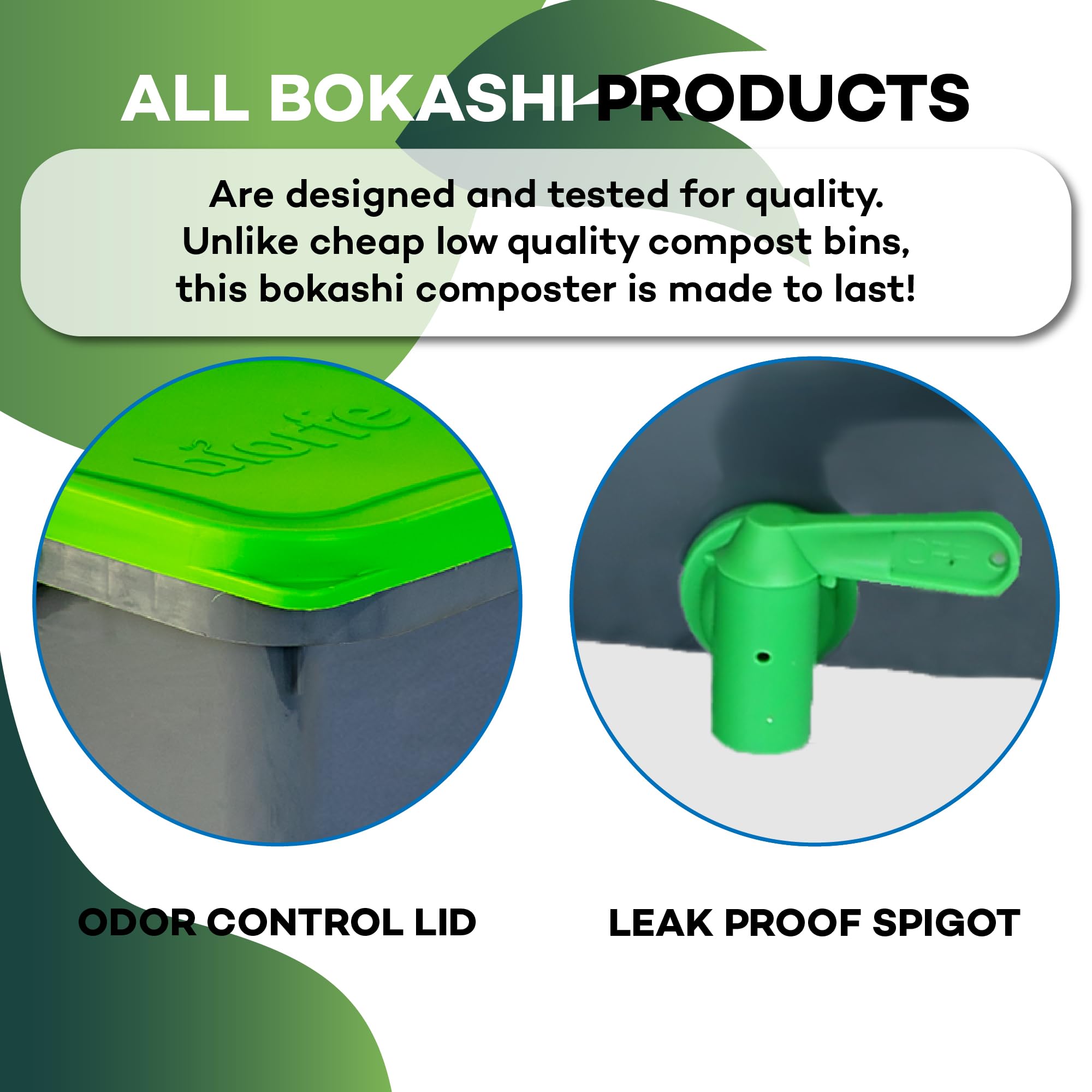 Biorfe Bokashi Indoor Compost Starter Kit All Seasons Bokashi Bran - Attractive Countertop Kitchen Odor Free Compost Bin - Composting Bucket Container with 2.2 lbs Organic Dry Bokashi Bran for Indoor