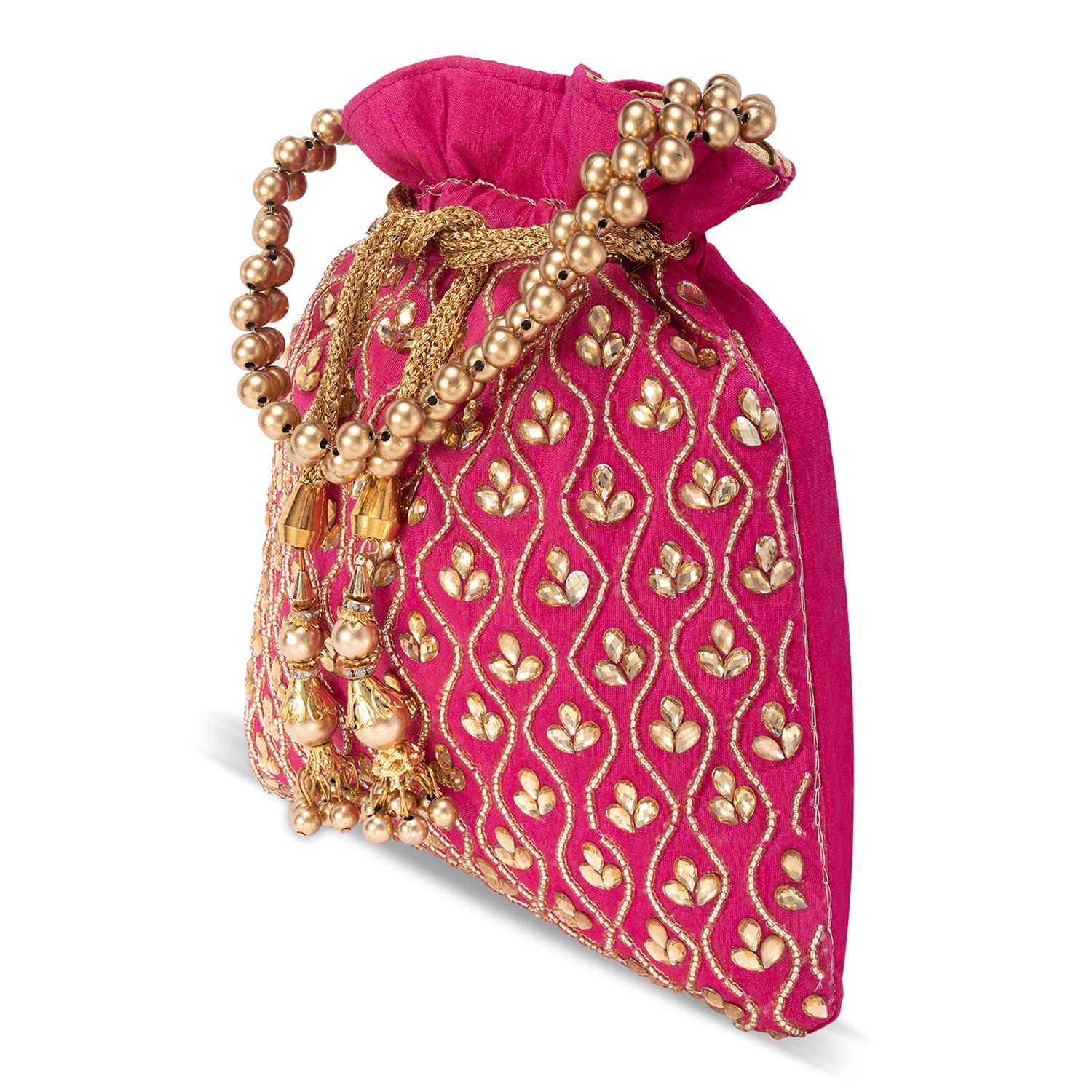 Aheli Indian Potli Bags for Women Evening Bag Clutch Ethnic Bride Purse with Drawstring (P27RP)