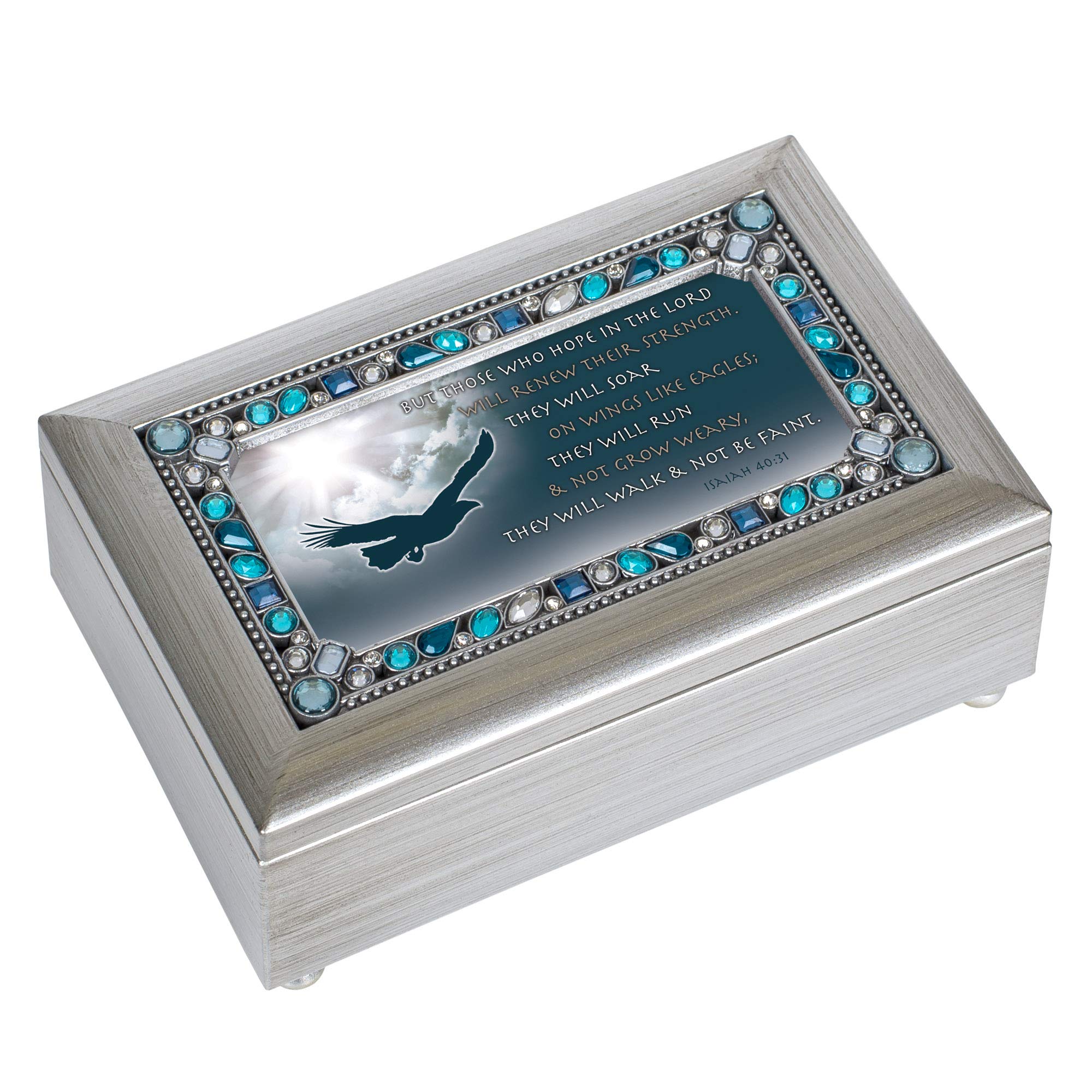 Cottage Garden Those Who Hope Champagne Silver Petite Jeweled Music Box Plays How Great Thou Art