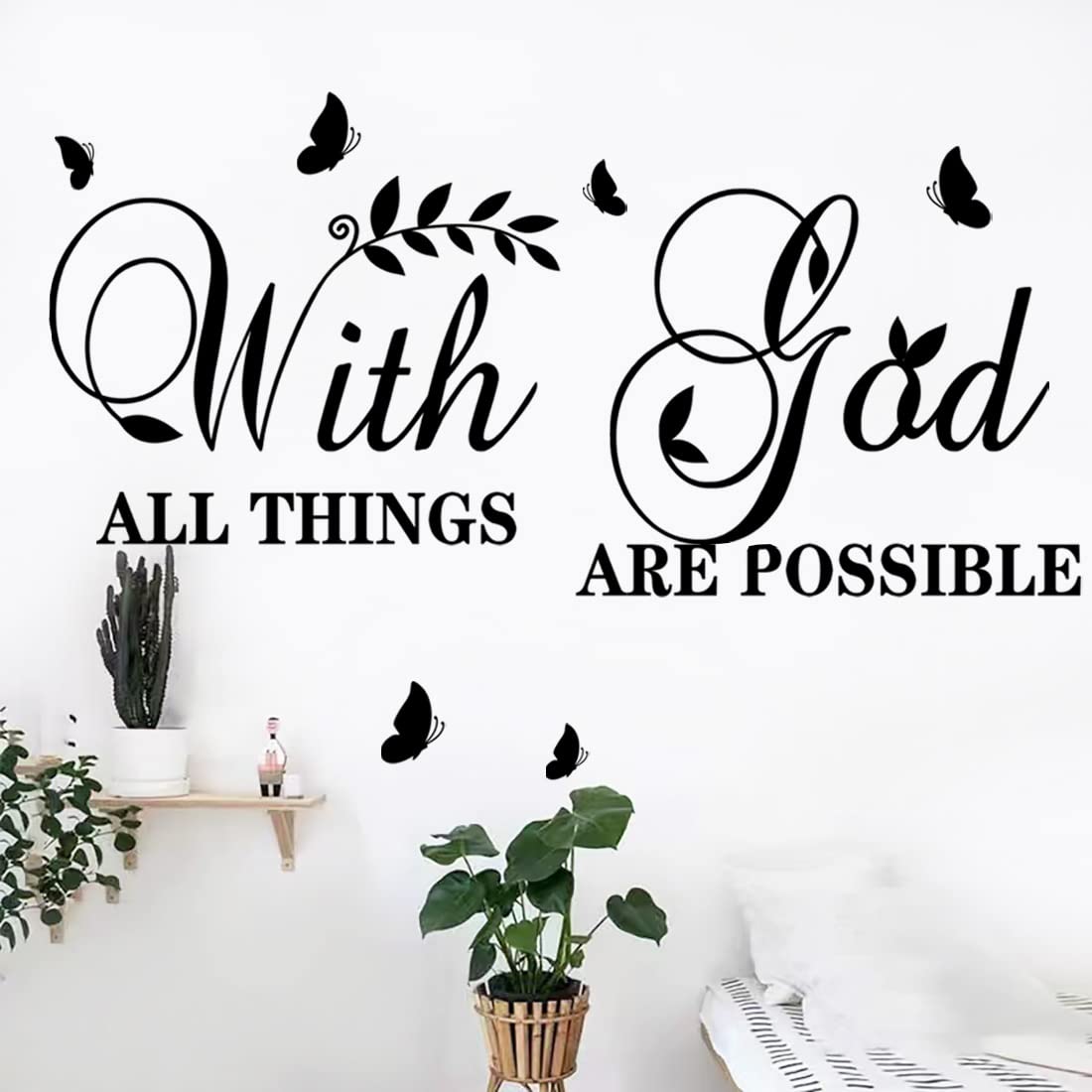 with God All Things are Possible Wall Stickers Inspirational Wall Decal Vinyl Wall Decals Motivational Office Decor Quote Wall Art Vinyl Wall Decal Living Bed Room School Words Saying