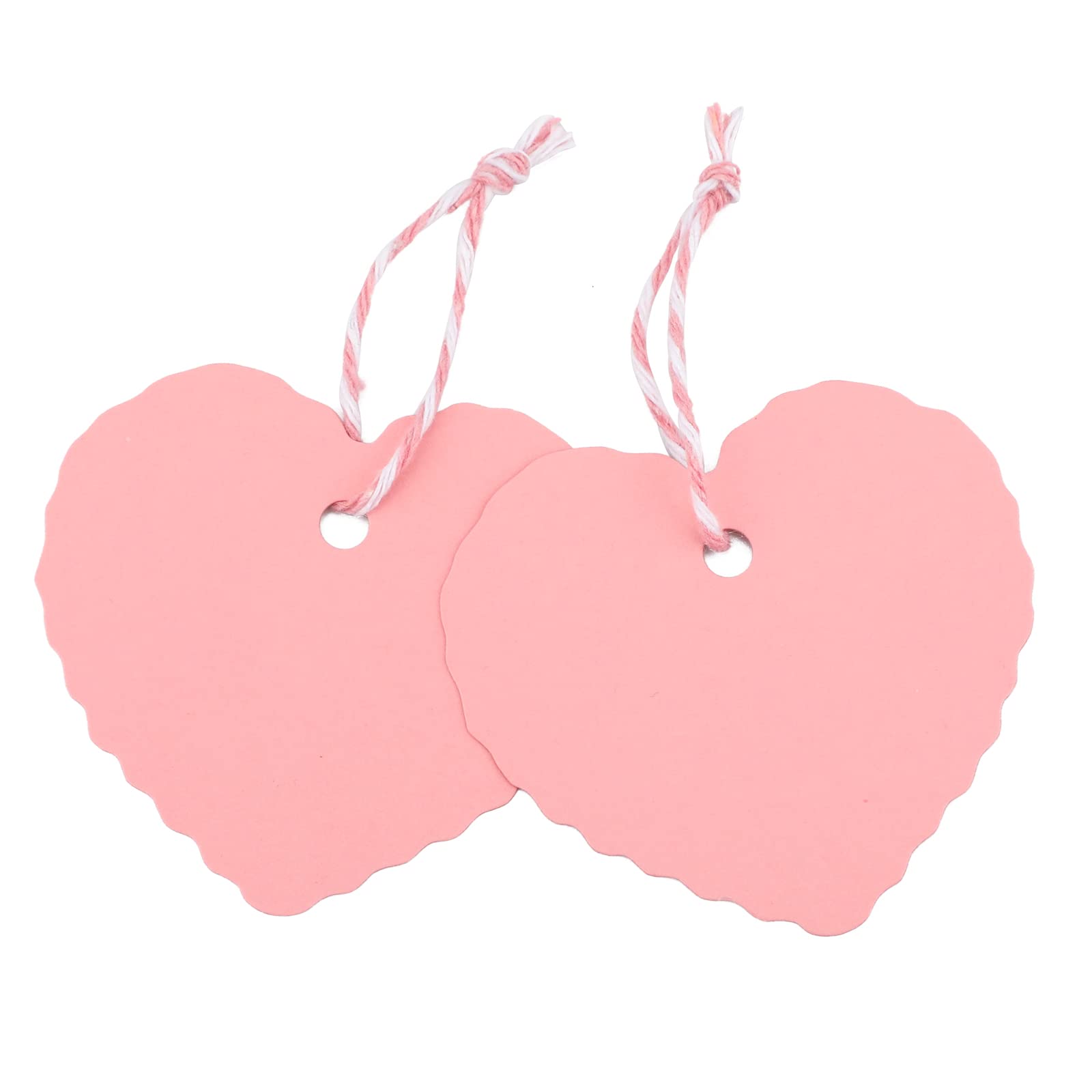 jijAcraft Pink Gift Tags 100Pcs, 2.2" x 2.4" Heart Paper Tags with String, Blank Hanging Tags for Craft Gift Package Wrapping, Party Favor on Christmas, Mothers Day, Wedding Party, Baby Shower