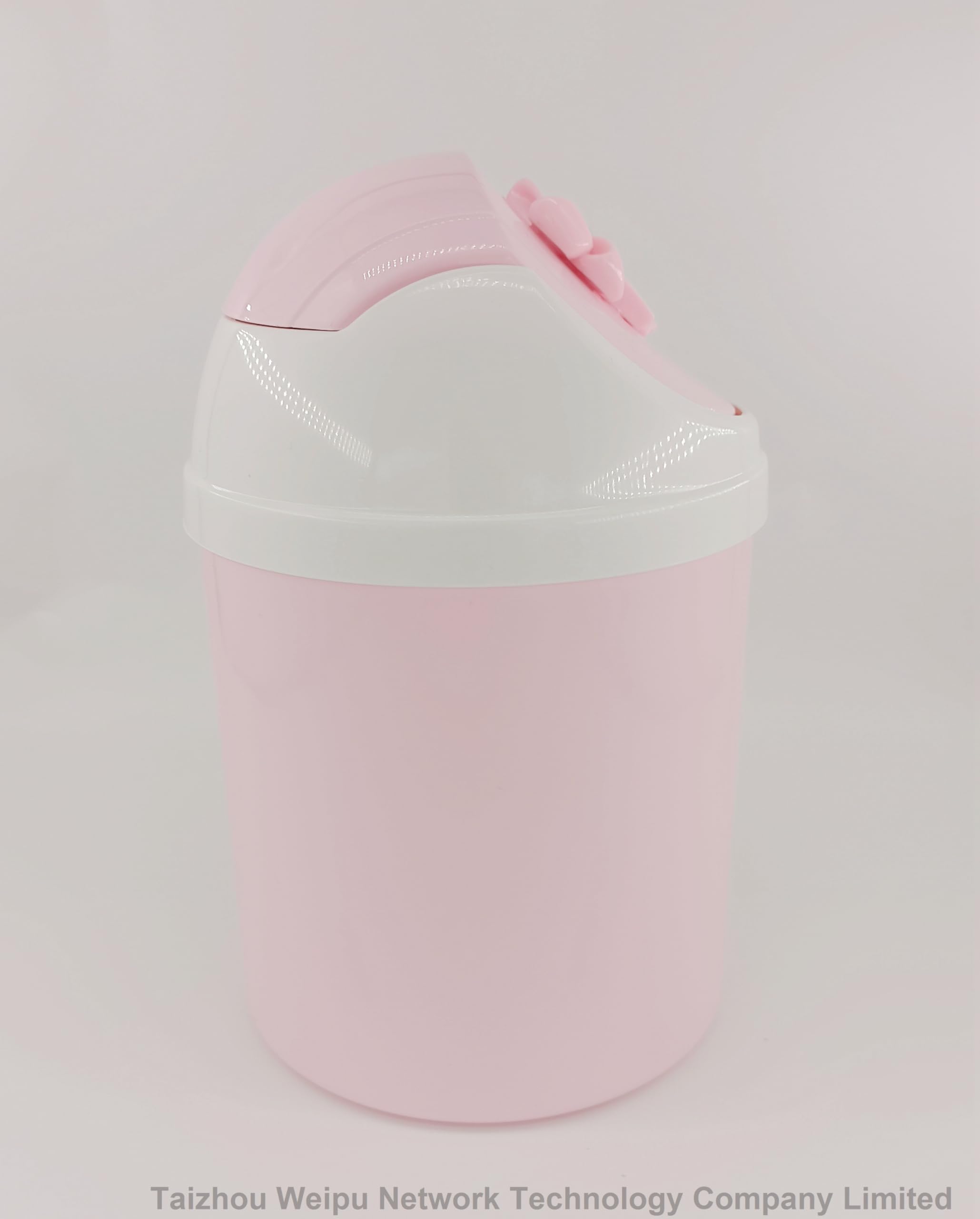 Girls Cute Pink Desktop Mini-Trash Bin Can Waste Bucket with Pink Bow(Rubber Bowknot)