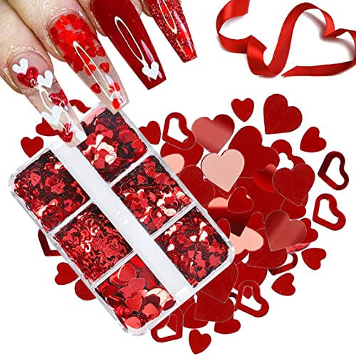Holographic Nail Art Glitter 3D Holographic Nail Sequins Hollow Heart Glitters Flakes for Nail Art Craft