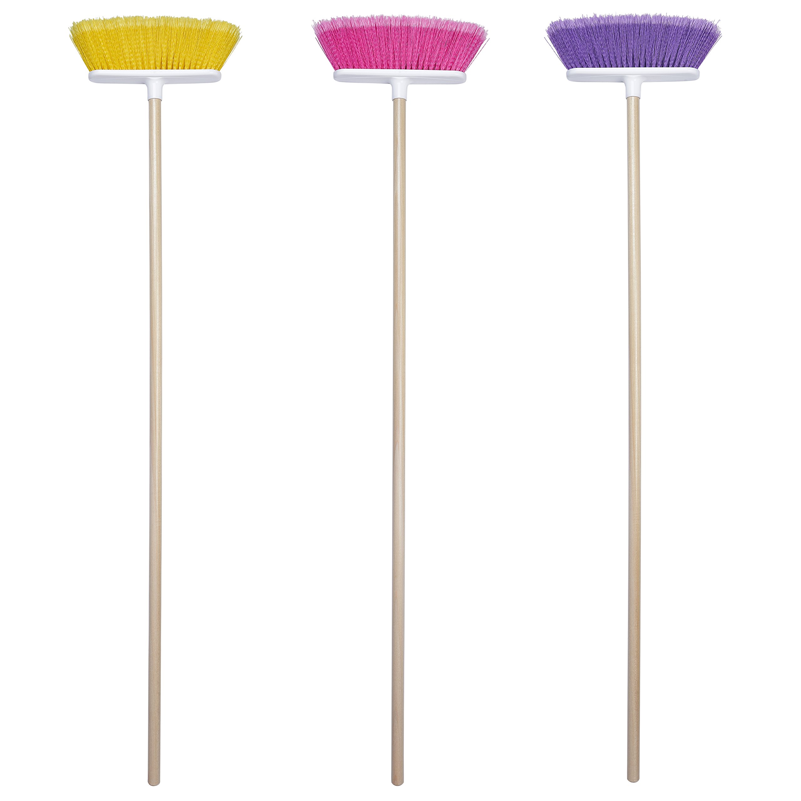 The Original Soft Sweep Magnetic Action Broom Assorted Colors with Natural Finish Wood Handles (2 Brooms)
