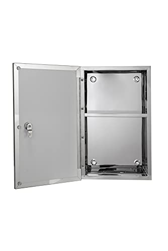 Croydex WC846005AZ Trent Stainless Steel Lockable Surface Mount Medicine Cabinet with Keys, 15.7 x 9.8 x 5.2 In.